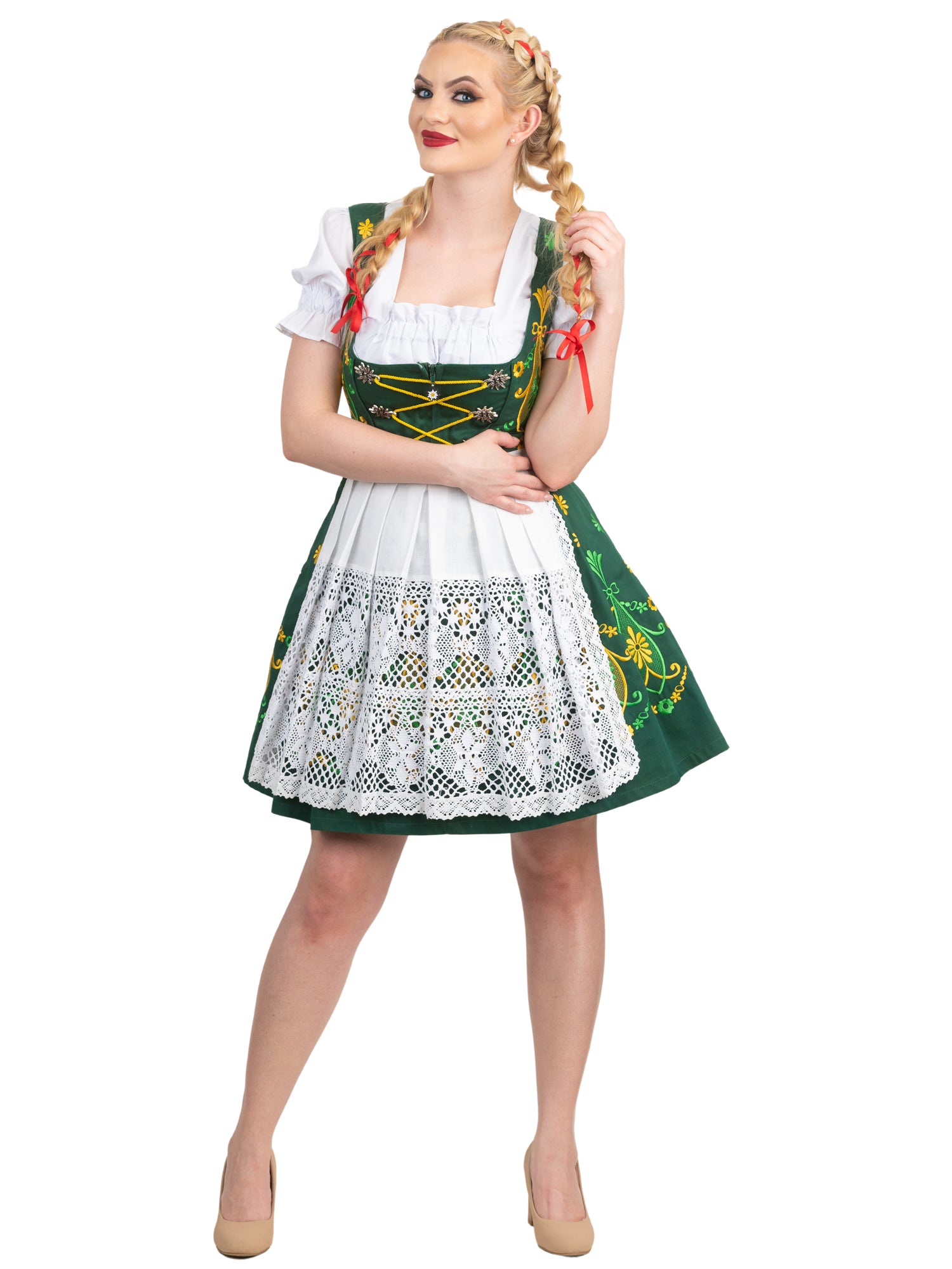 Bavarian Blossoms: Tradition Short Green Oktoberfest Dirndl Dress Set ...